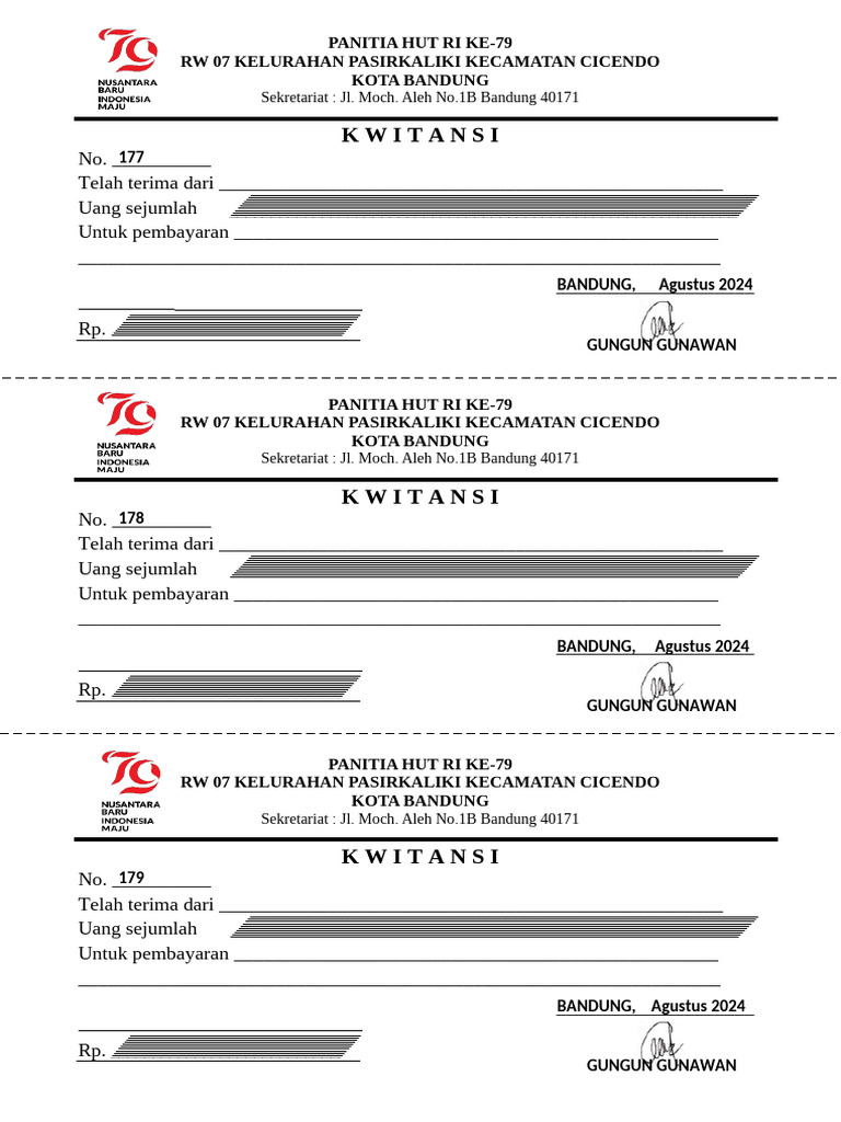 Kwitansi Hut Ri | PDF