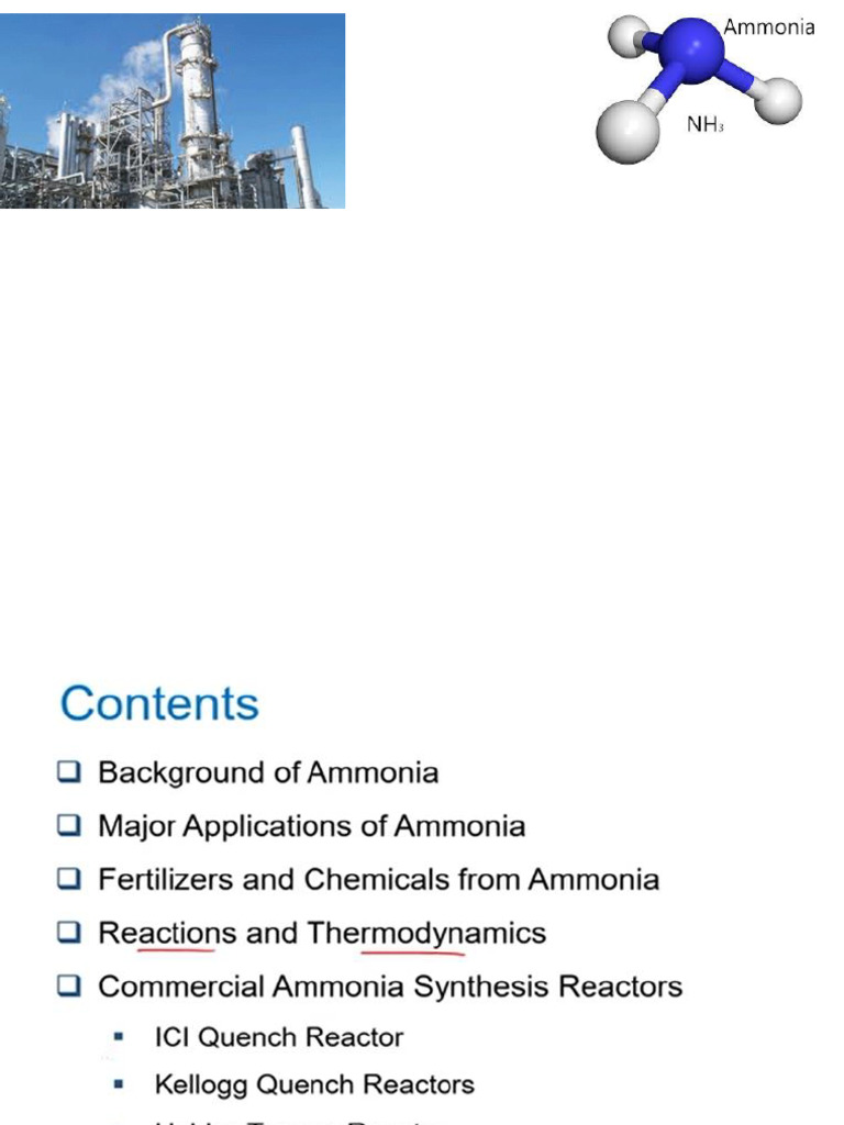 Ammonia Production via Haber Process | PDF | Ammonia | Chemical Reactions