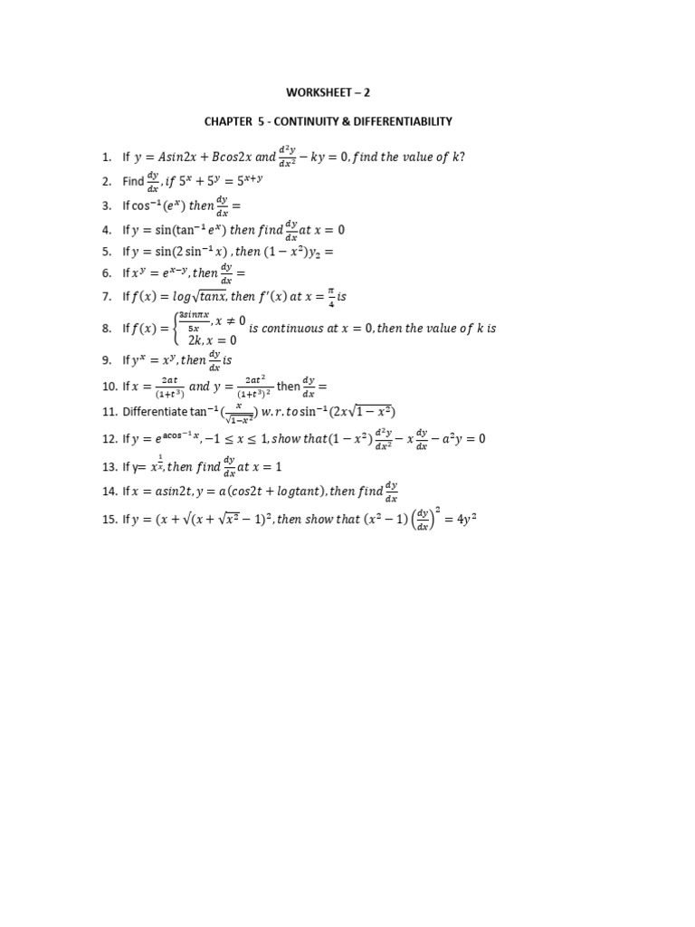 Ch-5 Worksheet 3 | PDF