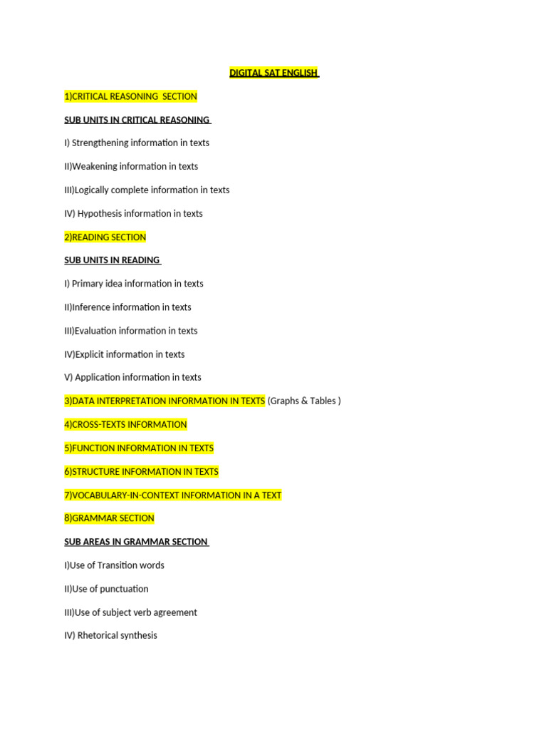 Sat Outline Structure | PDF