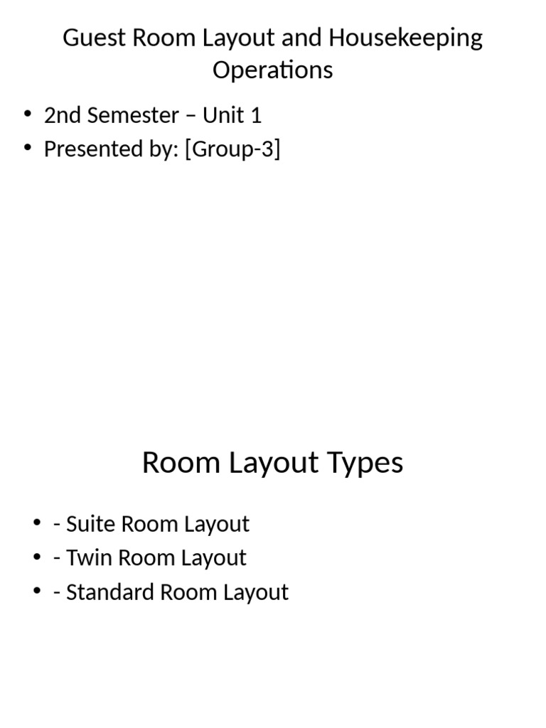 Guest Room Layout and Housekeeping Operations | PDF