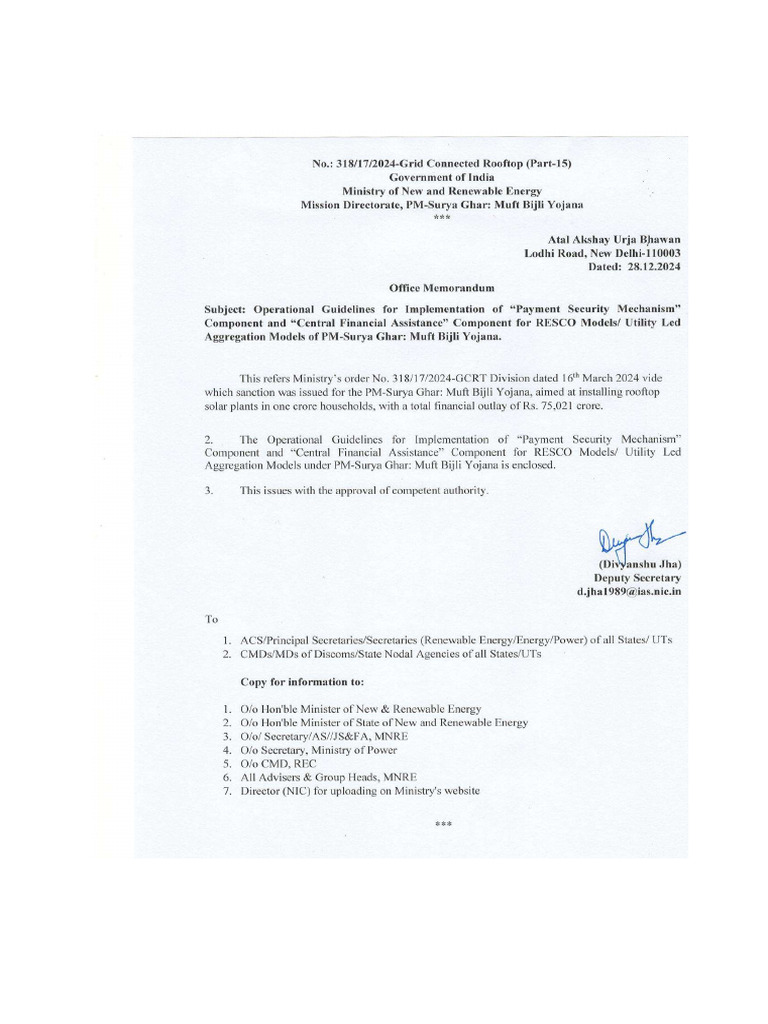 Guidelines RESCO PMT Secty | PDF