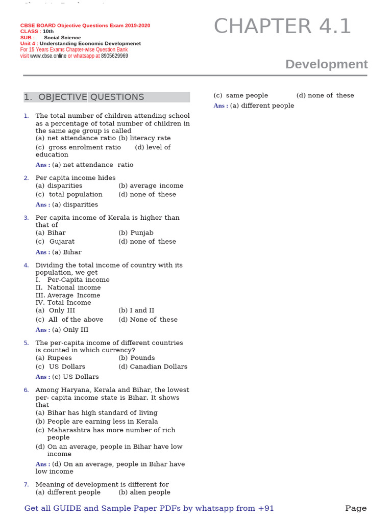 Development: 1. Objective Questions | PDF | Economies