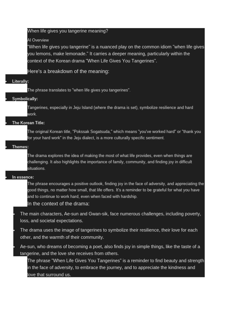 When Life Gives You Tangerine Meaning | PDF