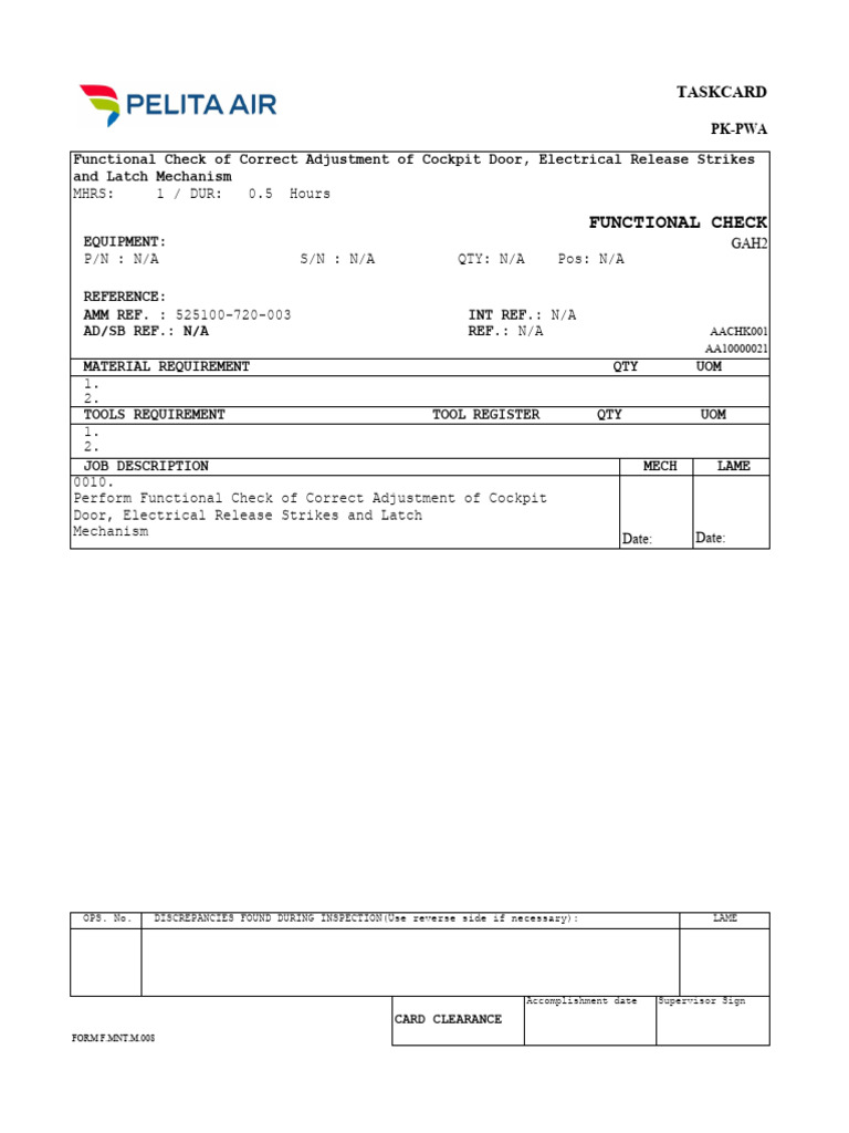 FNC Adjustment Cockpit Door | PDF