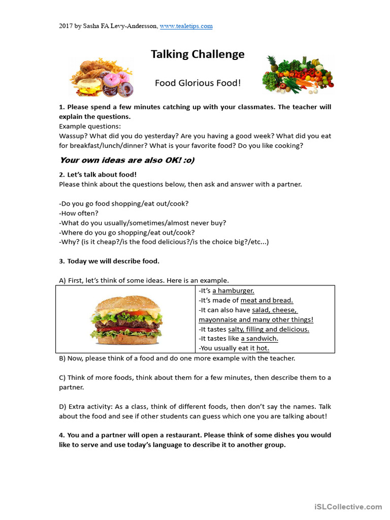 Food Discussion and Restaurant Activity | PDF | Lunch | Cooking