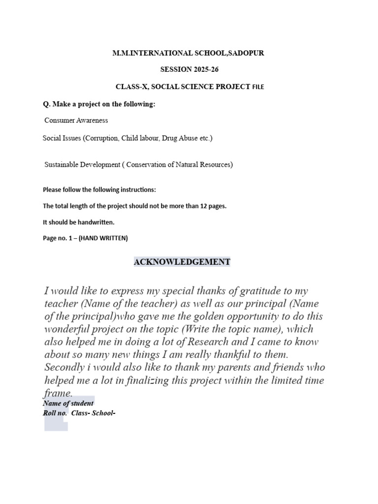 SSC Social Science Project Guidelines | PDF