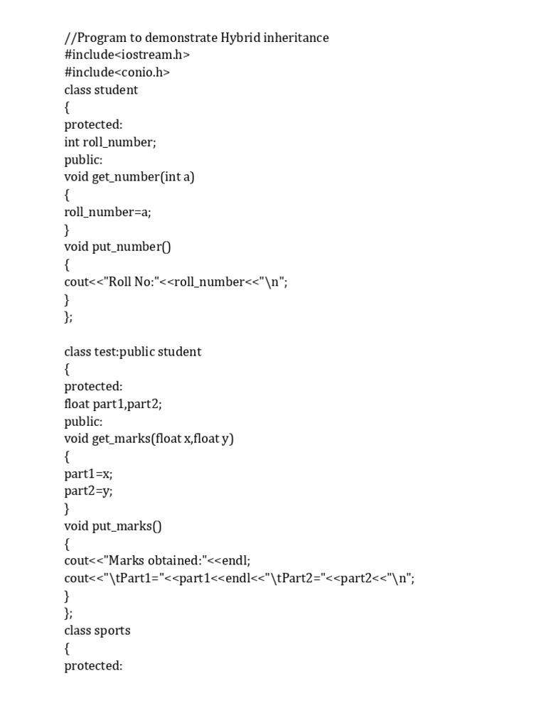 5 - Program To Demonstrate Hybrid Inheritance | PDF
