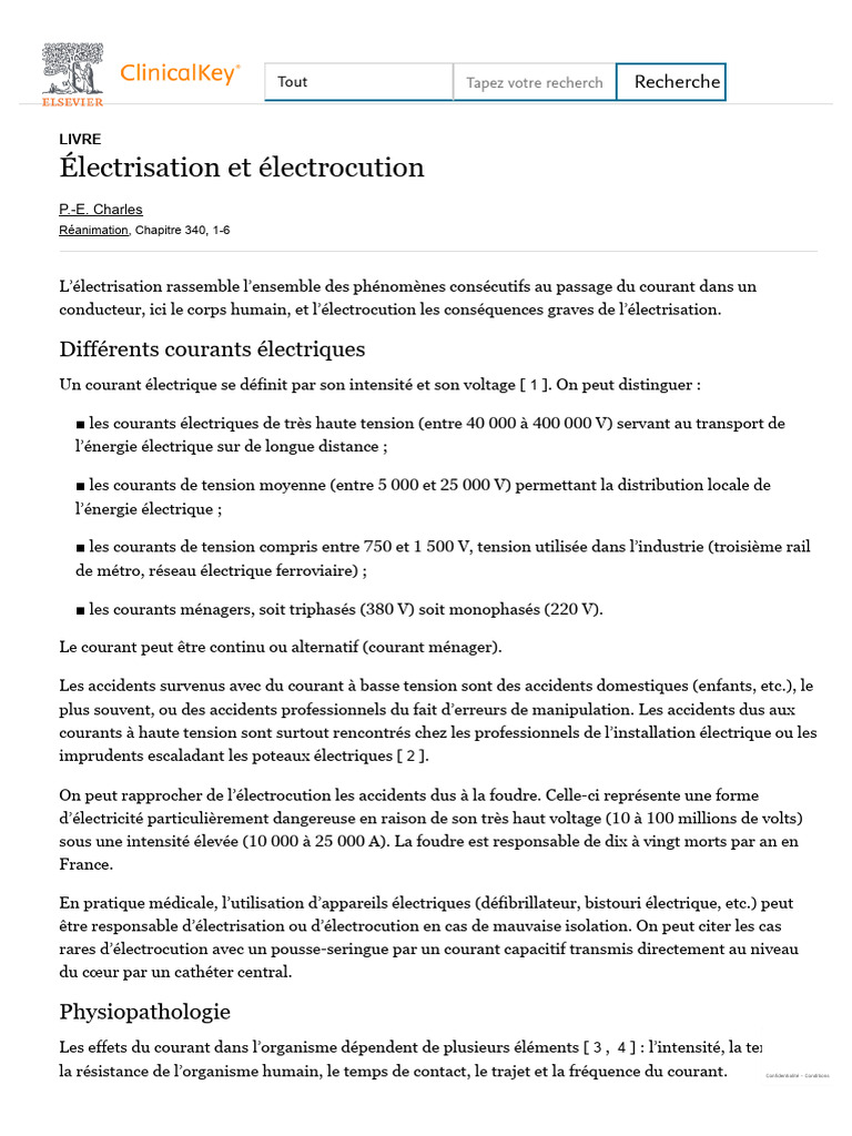 Électrisation Et Électrocution - ClinicalKey | PDF | Infarctus du ...