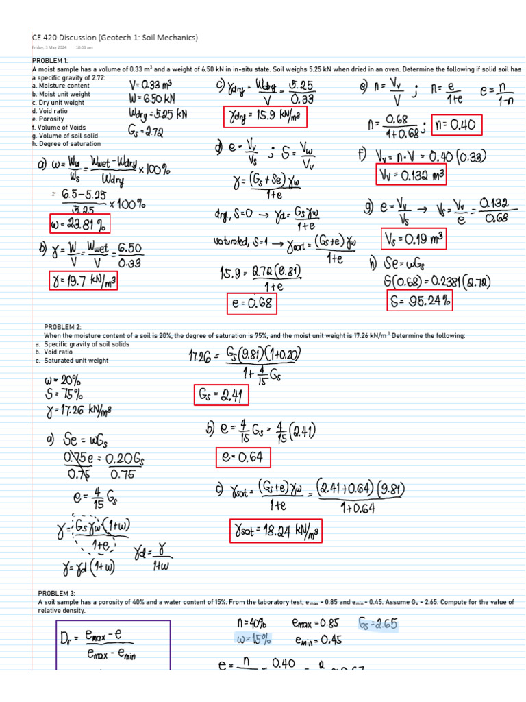 CE 420 Discussion Geotech 1 Soil Mechanics | PDF | Soil Mechanics | Earth Sciences