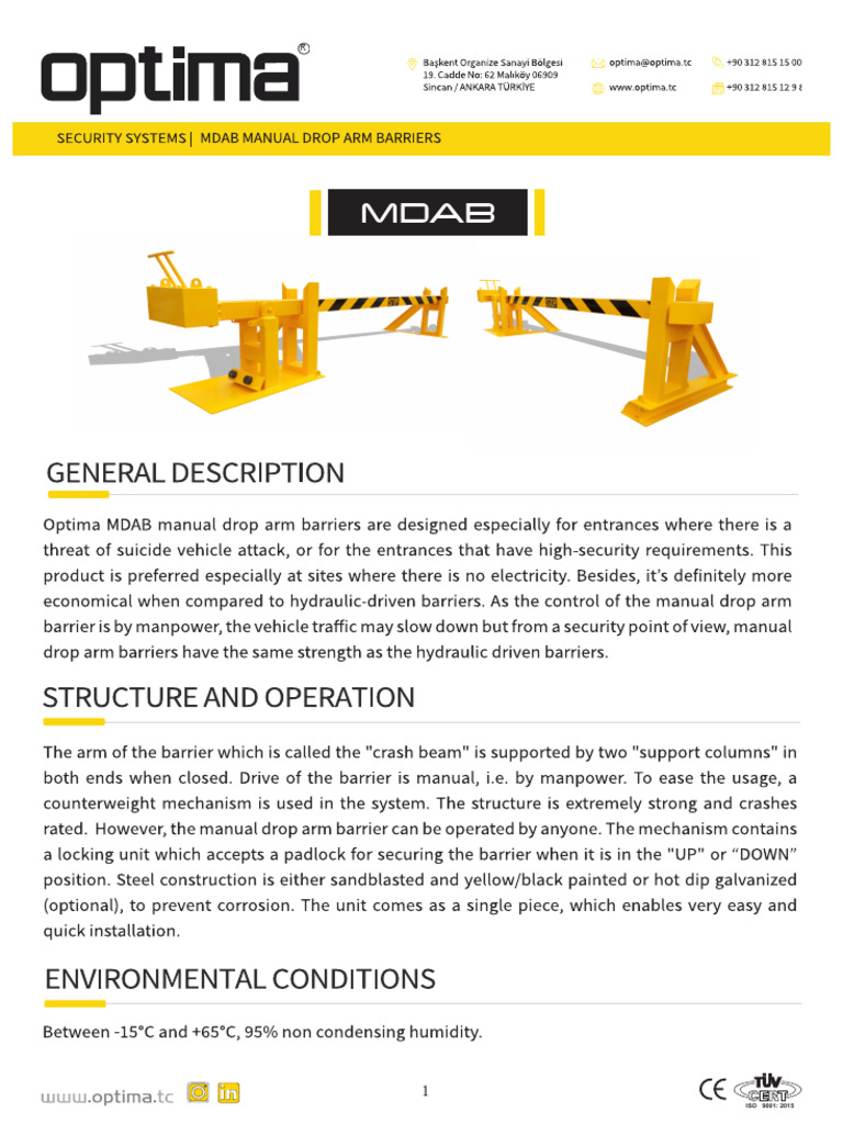 BA - Mdab Manual Drop Arm Barrier - en | PDF