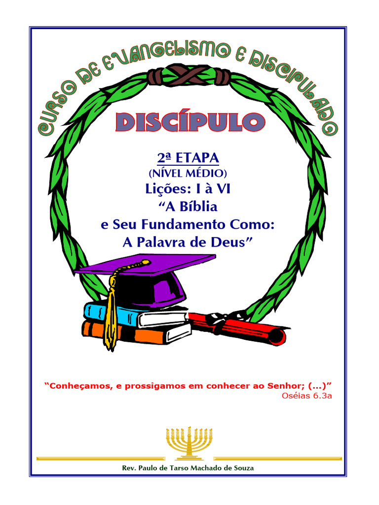 A) Capa para Apostila Do Curso de Discipulado - 2 Etapa - Discípulo (Aluno) | PDF