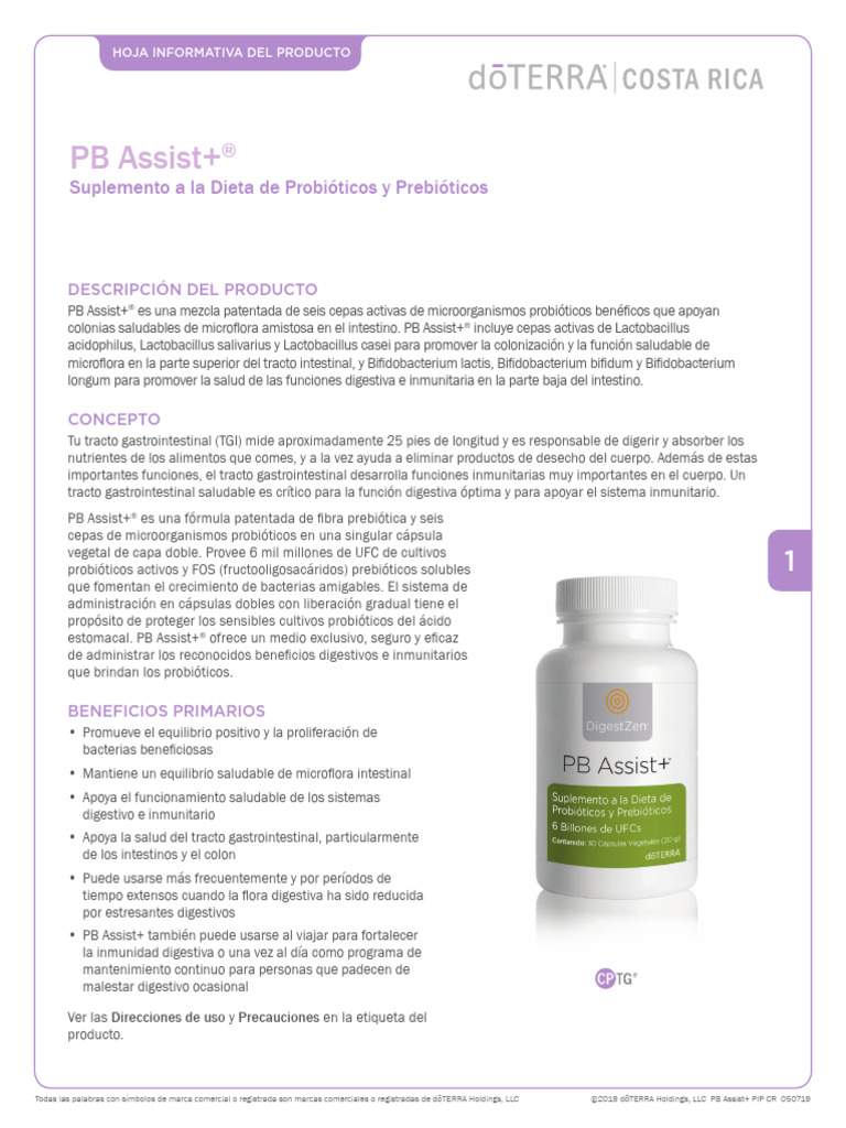 Beneficios de PB Assist+: Probióticos y Prebióticos | PDF | Probiótico ...