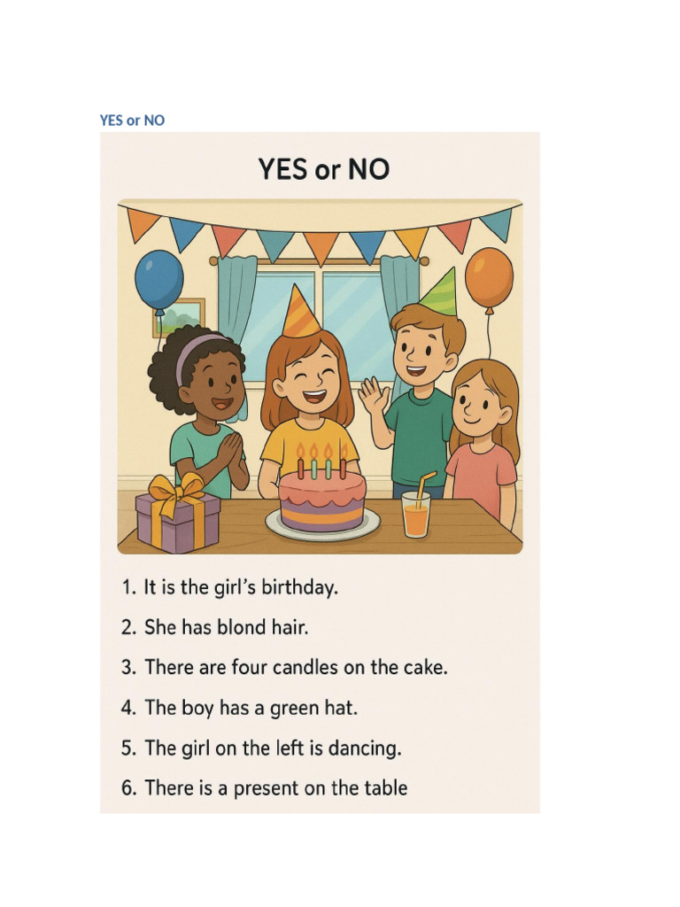 Birthday Party Worksheet | PDF