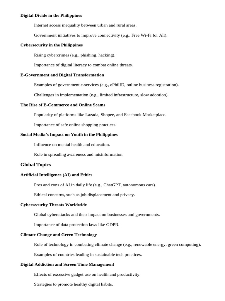 Digital Divide and Tech Issues in the Philippines | PDF | Artificial ...