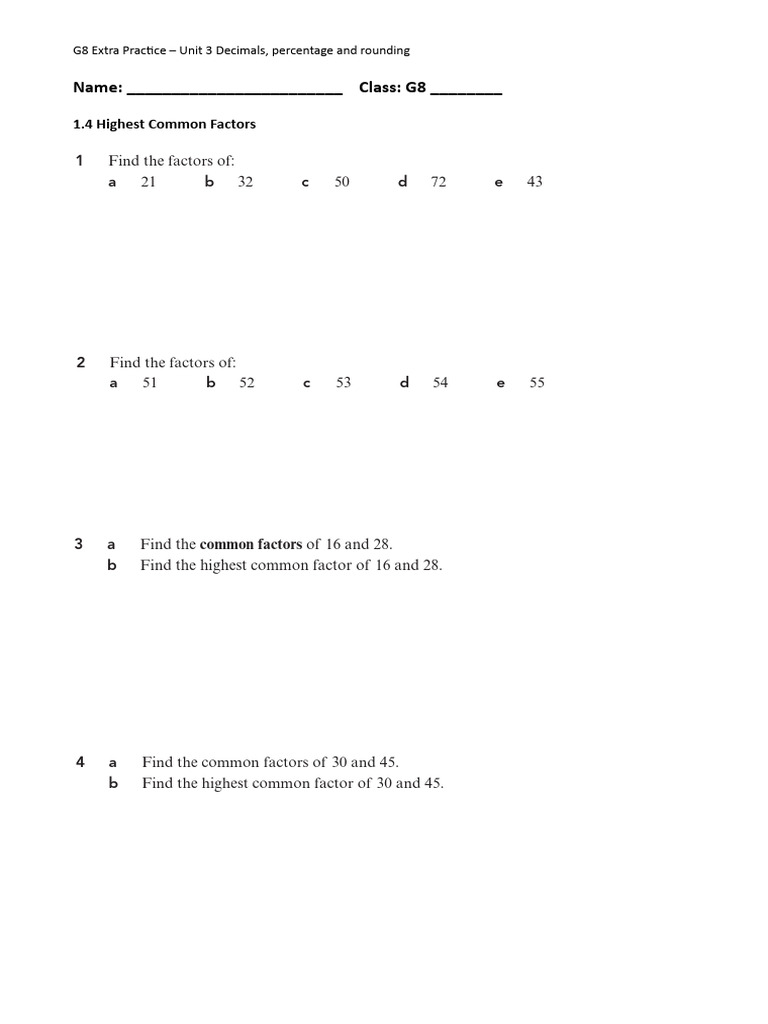G6 Extra Practice - Unit 1 | PDF | Mathematical Notation | Division ...