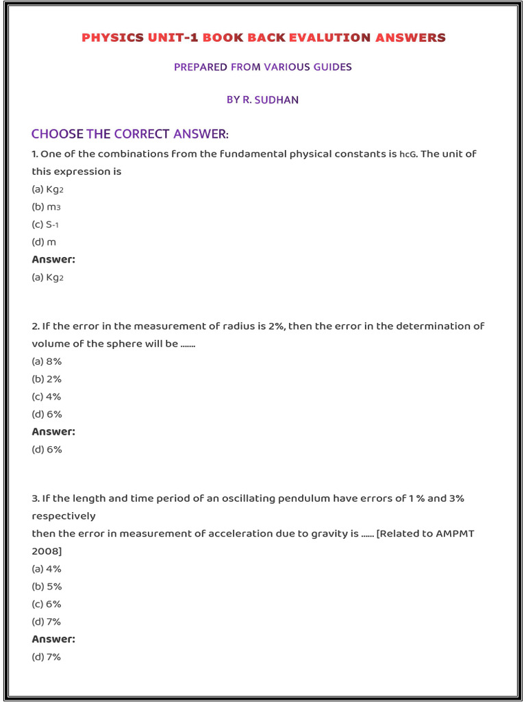 Physics Unit-1 | PDF | Observational Error | Significant Figures