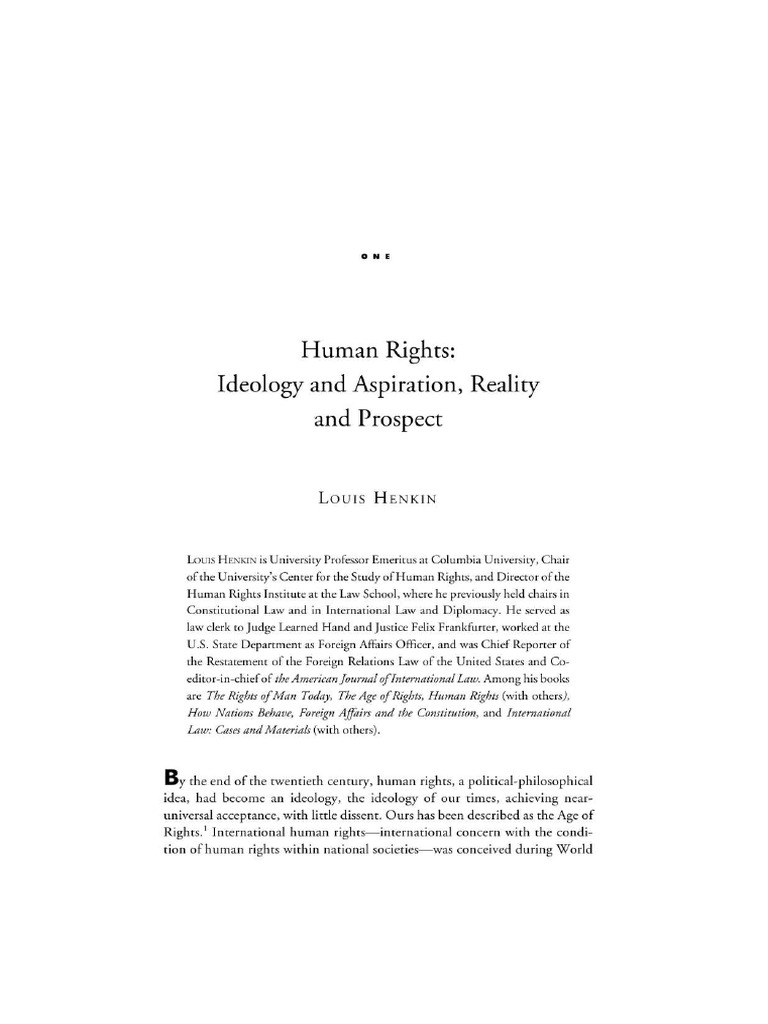 Henkin Louis. Human Rights Ideology and Aspiration Reality and Prospect ...