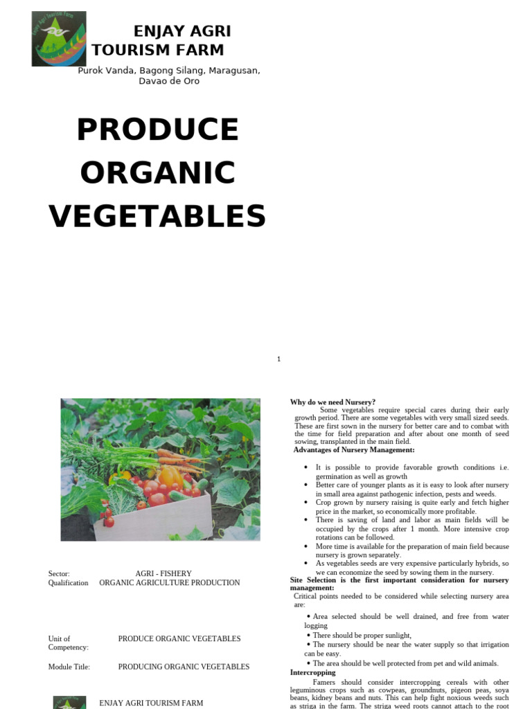 Produce Organic Vegetables | PDF | Fertilizer | Soil