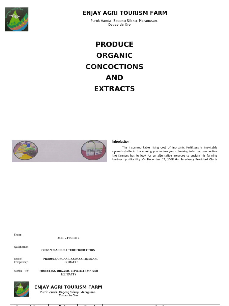 Producing Organic Concoctions Guide | PDF | Soil | Molasses