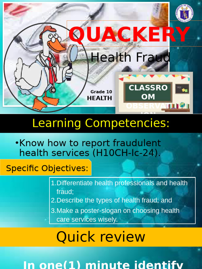 q1 Cot Health10 Quackery PPT (Ver1) | PDF | Health Care | Medicine
