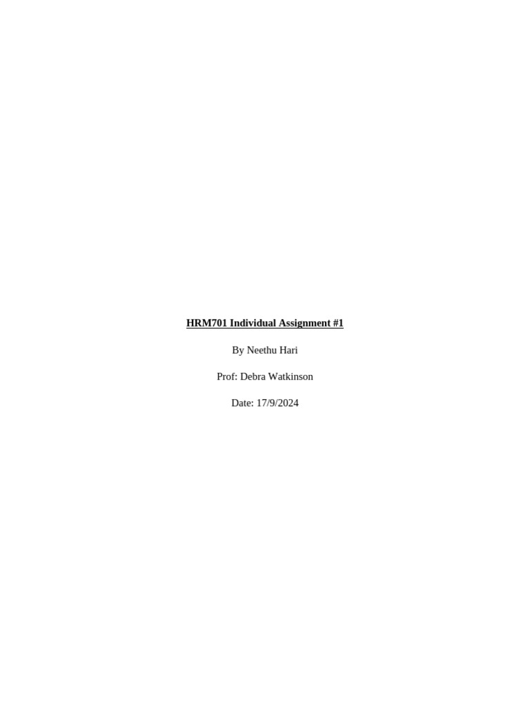 Hrm701 Assignment 1 - Neethu Hari | PDF | Labour Economics | Unemployment