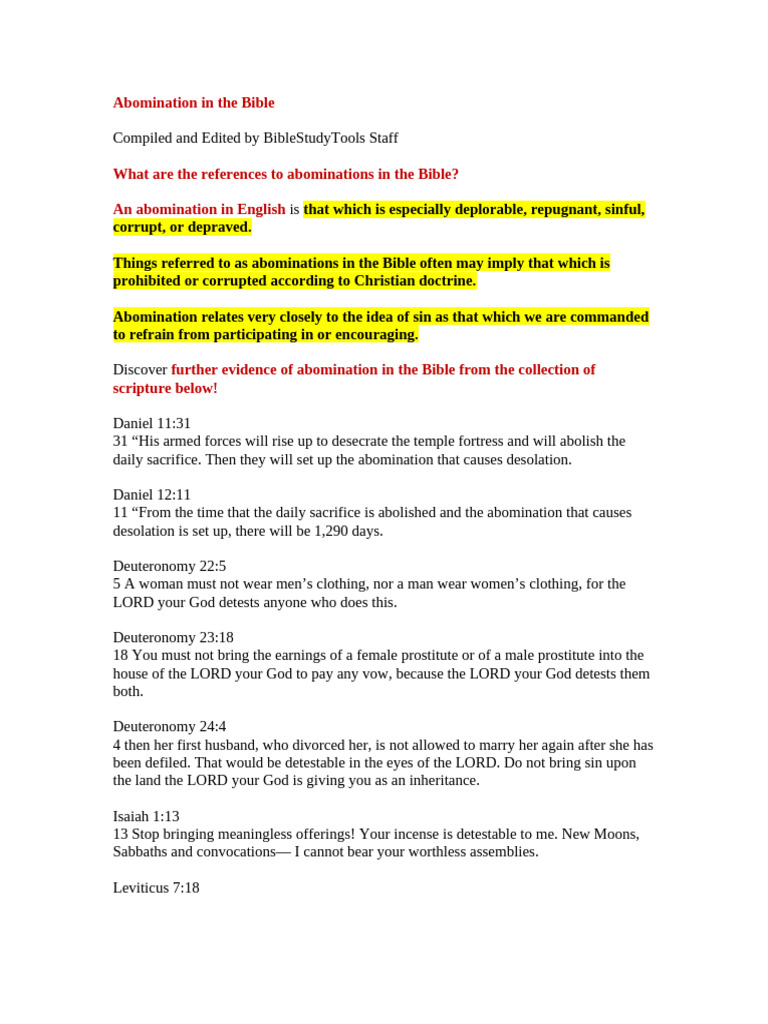 Understanding Abominations in the Bible | PDF | Bible | Book Of Daniel