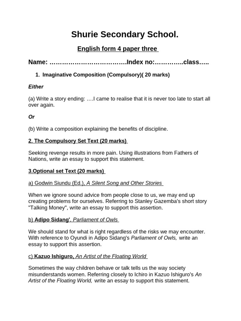 English f4 Pp3 2025 | PDF