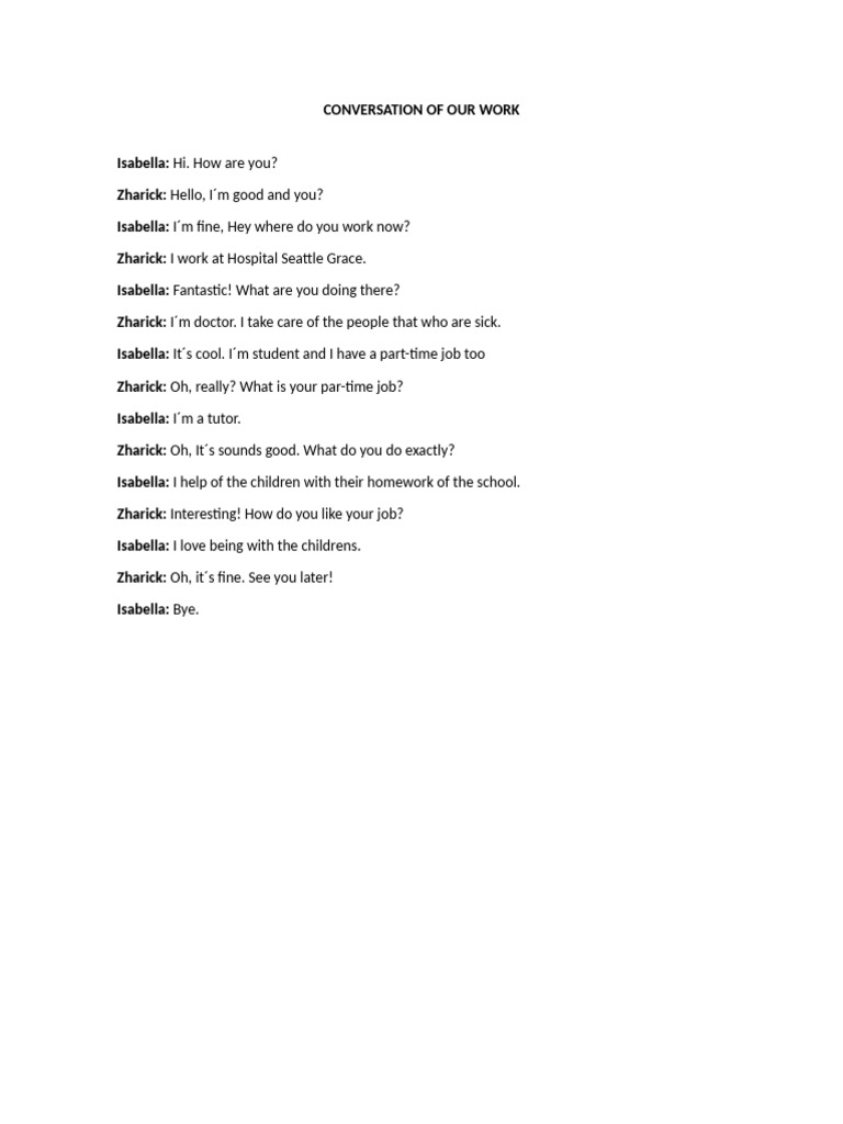Conversation of Our Work | PDF