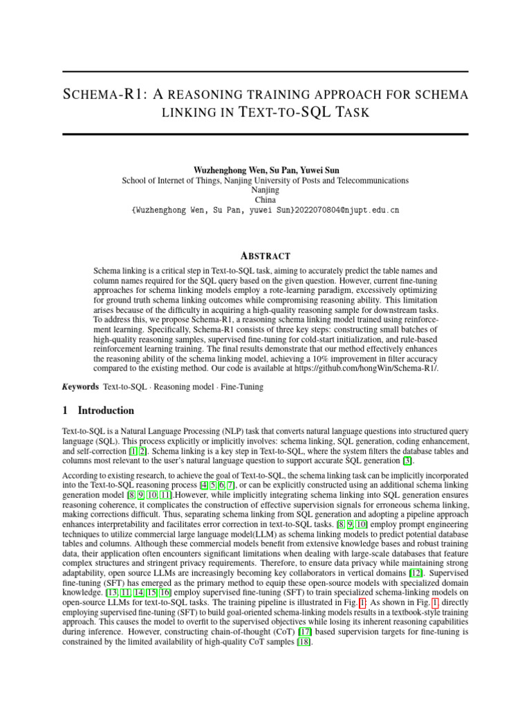 Schema-R1: Reinforcement Learning for SQL | PDF | Databases