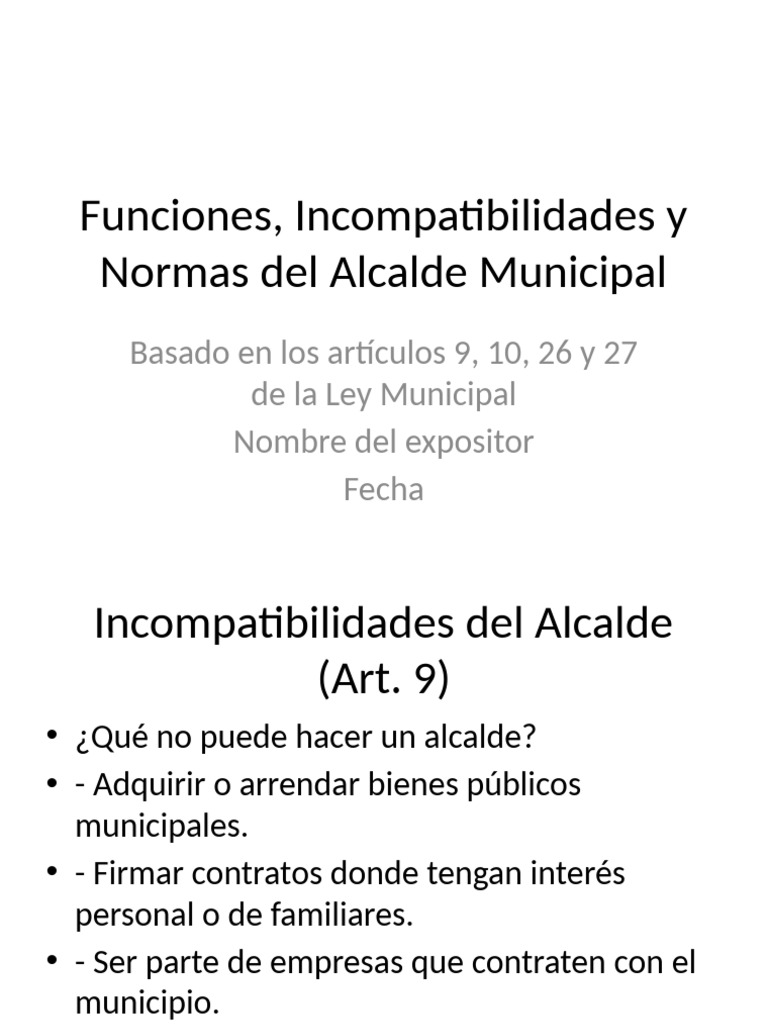 Funciones y Atribuciones del Alcalde | PDF | Alcalde | Gobierno