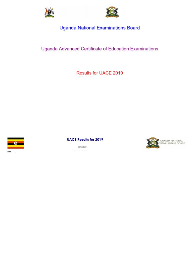 UACE - 2019 - Results - MoES | PDF