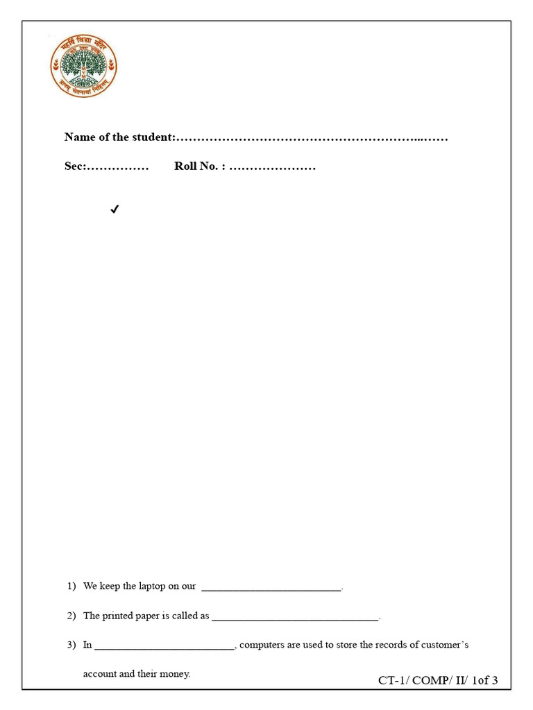 PRINCIPAL Class-II Computer Question Paper | PDF | Computer Engineering | Software