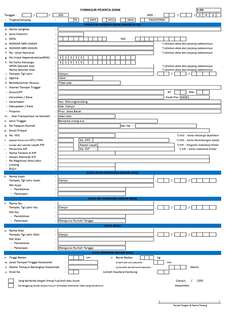 Formulir SPMB 2025-2026 Al-Asnawiyyah | PDF