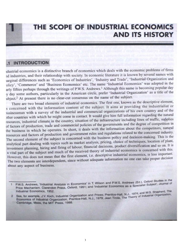 Industrial Economics Intro | PDF