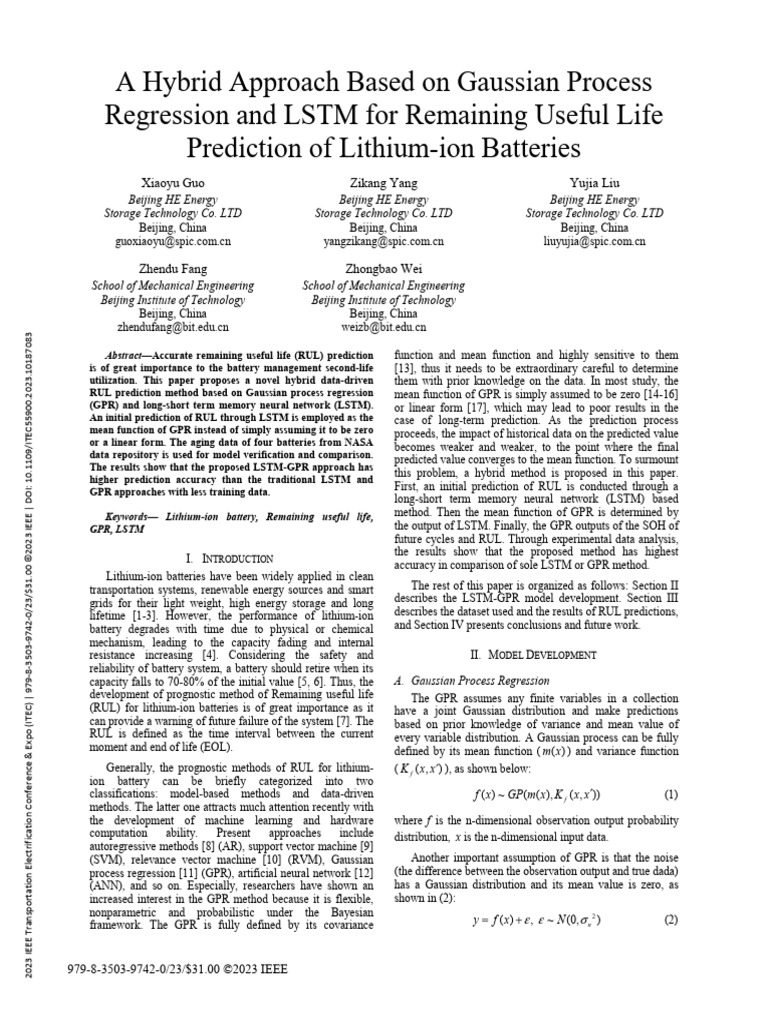 A Hybrid Approach Based on Gaussian Process Regression and LSTM for Remaining Useful Life ...