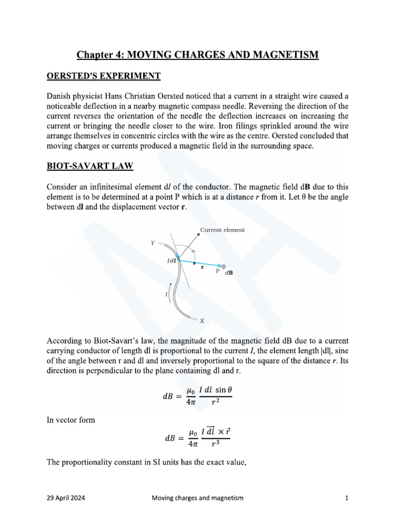 Moving Charges and Magnetism Woah | PDF