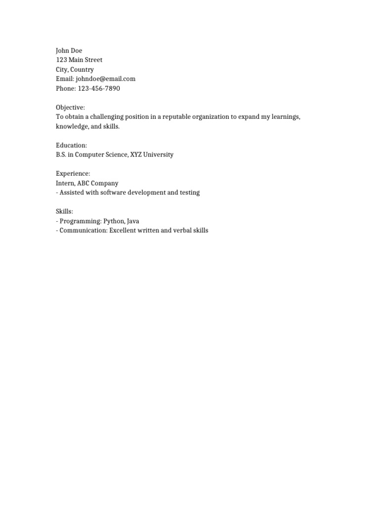 Sample CV | PDF