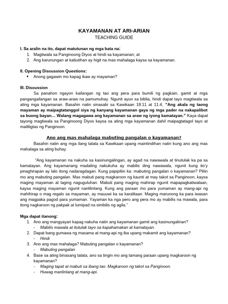 4 KAYAMANAN AT ARI-ARIAN (Draft 1) | PDF
