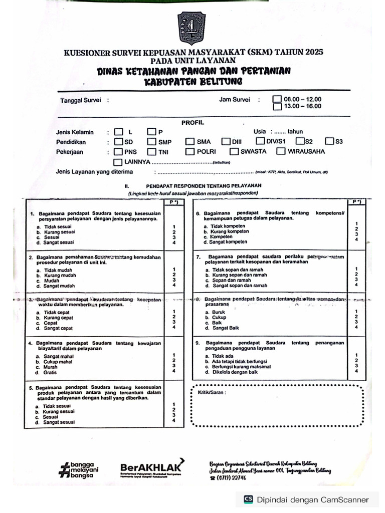 Lembar Kuisioner | PDF