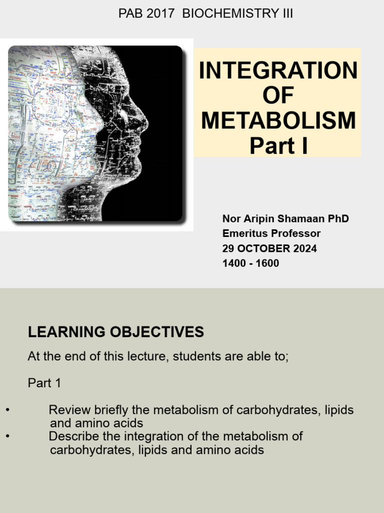 Integration of Metabolism | PDF | Metabolism | Diet & Nutrition