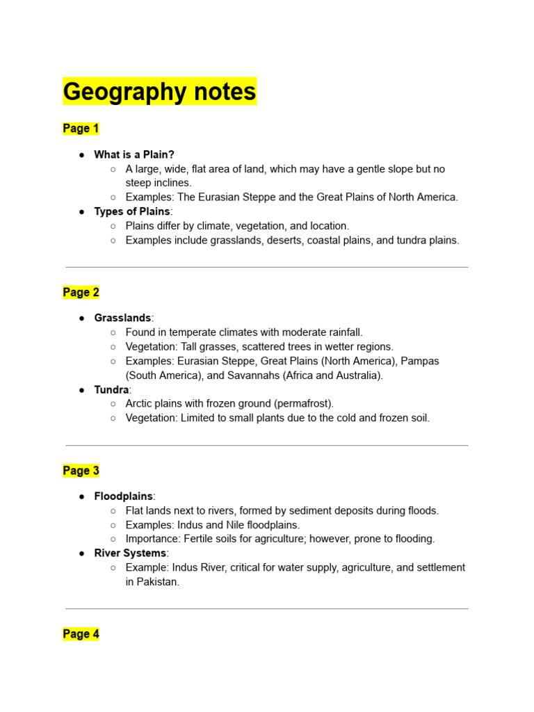 Geography Notes 1 | PDF | River | Indus River