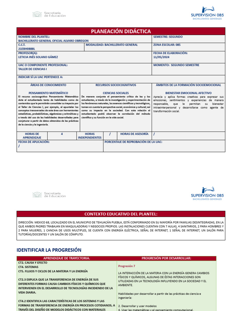 Progresión 7 Mayo 2024 Profra. Leticia Ines Solano Gamez 2 | PDF ...