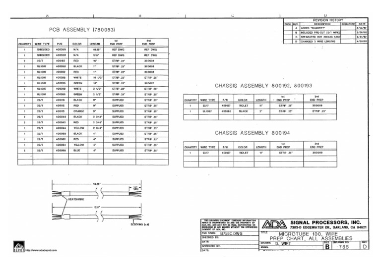 Microtube 100 Wire Prep Chart All Assemblies | PDF