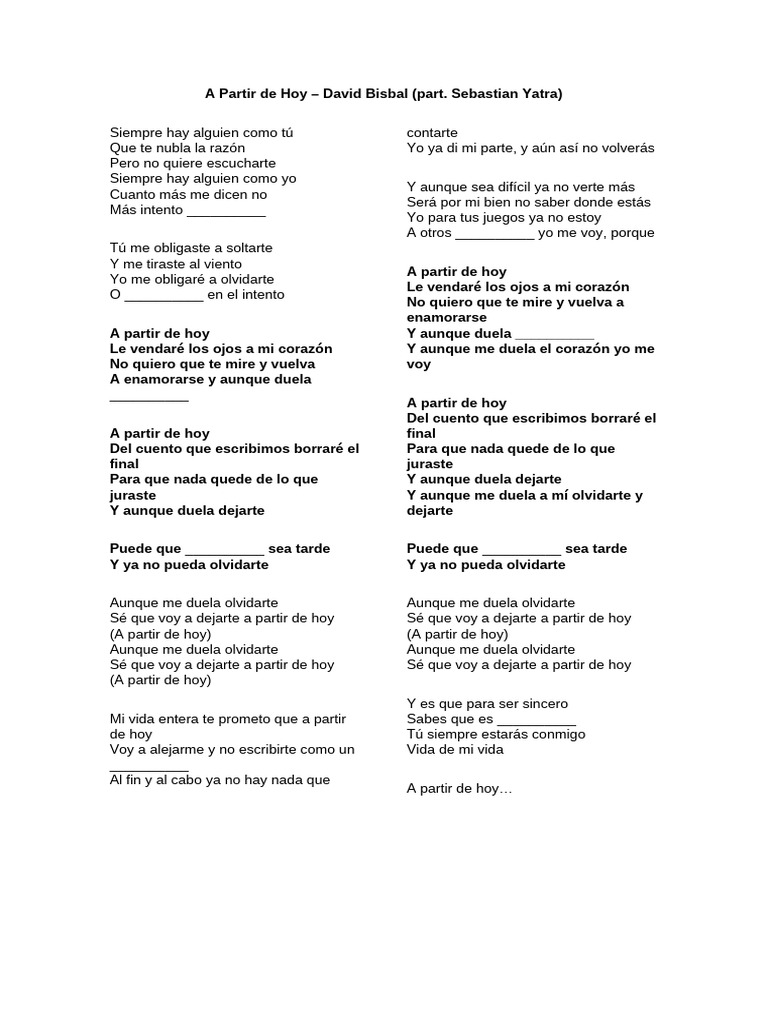 A Partir de Hoy - David Bisbal | PDF