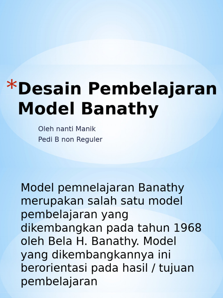 Desain Pembelajaran Model Banathy | PDF
