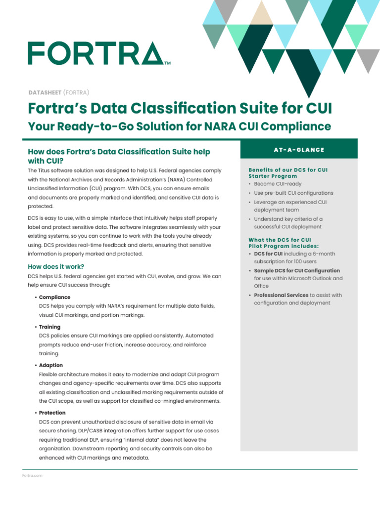 Fta Dc Fortras Data Classification Suite For Cui Ds Pdf Software