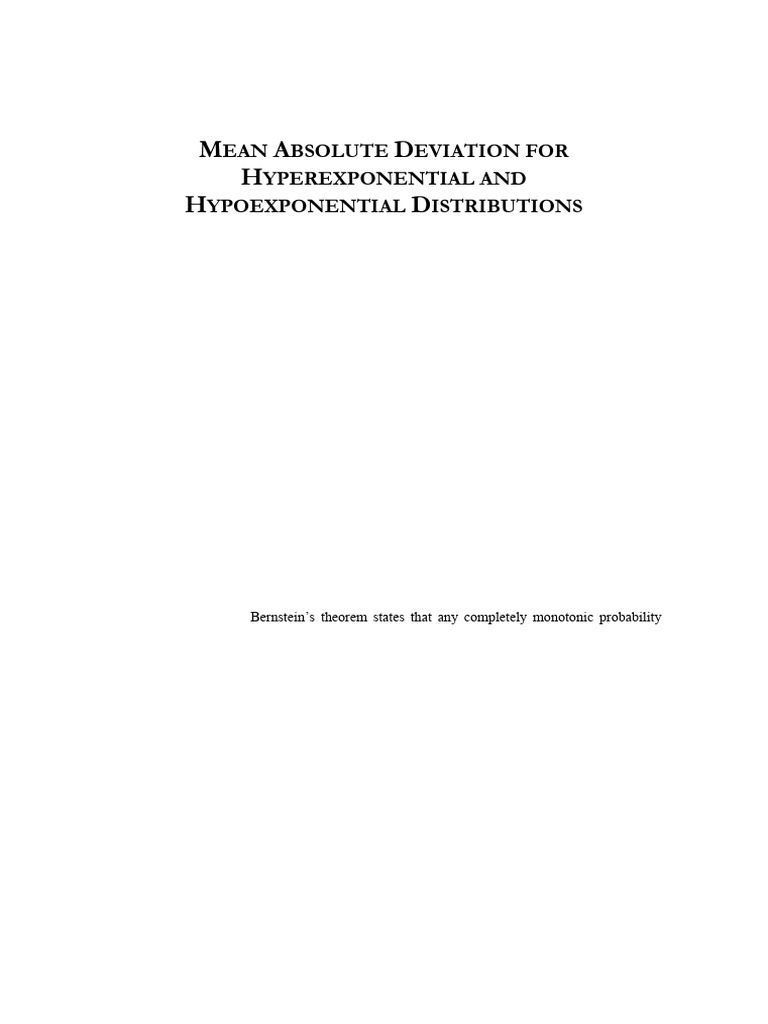 Mean Absolute Deviation For Hyperexponential and Hypoexponential Distributions | PDF ...