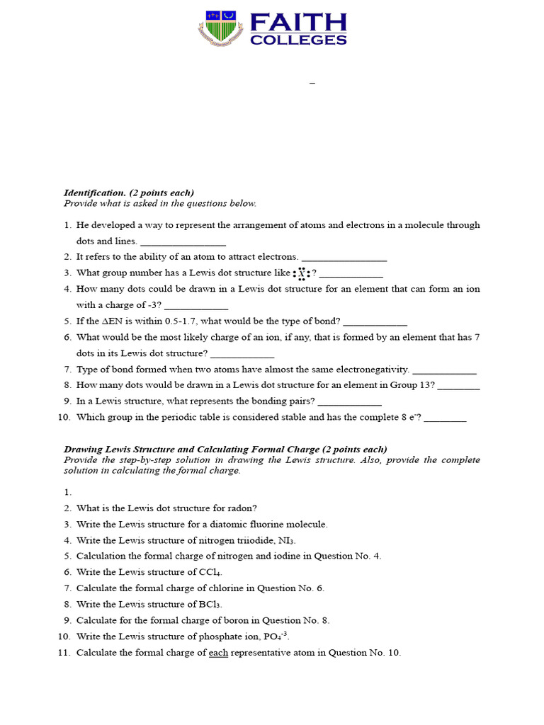 CHE-GEN - General Chemistry - Midterm Exercise No. 1 | PDF | Chemical Bond | Iodine