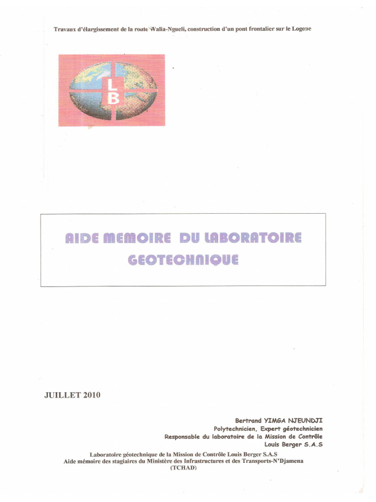 Aide Mémoire de Labo Géotechnique | PDF